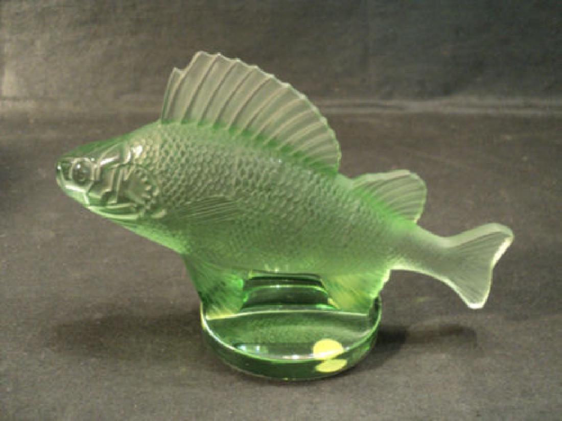 Rare Lalique Green Frosted Crystal Perche Fish Hood