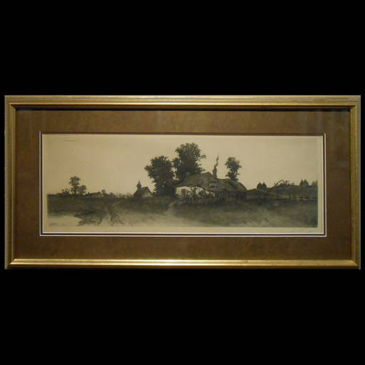 Antique E.c.rost Country Cottage Etching