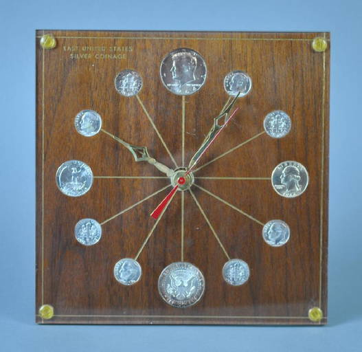 Last Us Silver Coinage Walnut Desk Clock