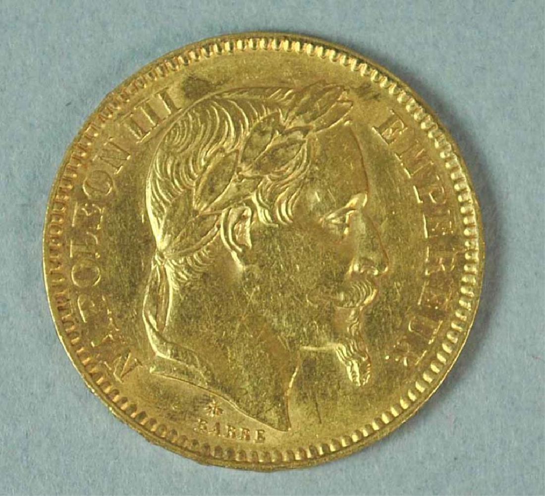 1864 French 20 Franc Napoleon Iii Gold Coin