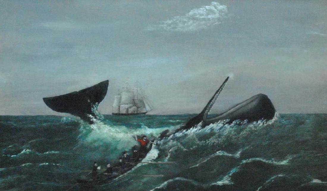 19THC. WHALING SCENE PAINTING
