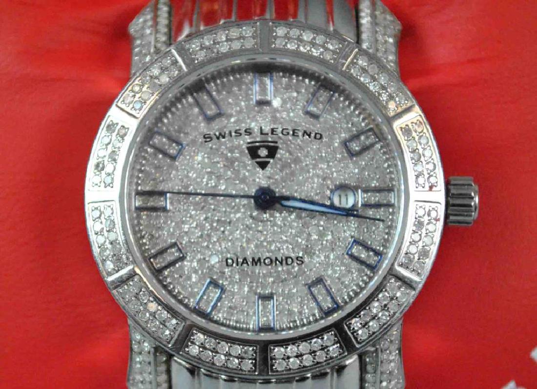 SWISS LEGEND STAINLESS STEEL & DIAMOND WATCH