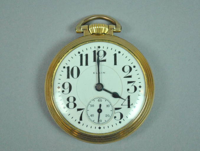 Elgin 'father Time' Open Face Pocket Watch