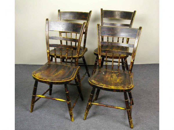 Set Of Four Sheraton Painted Fancy Chairs