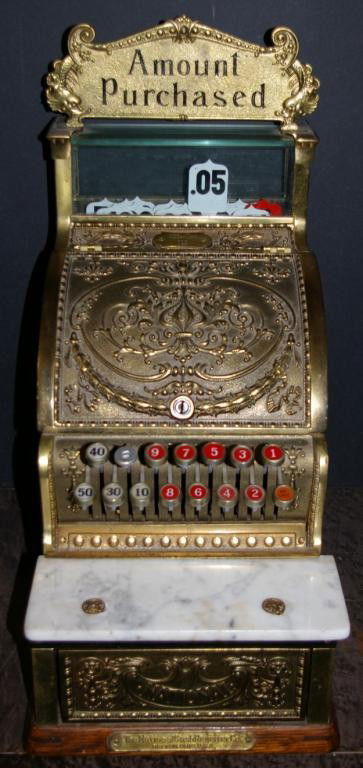 NCR BRASS CASH REGISTER MODEL 312 & NCR CASH BOX