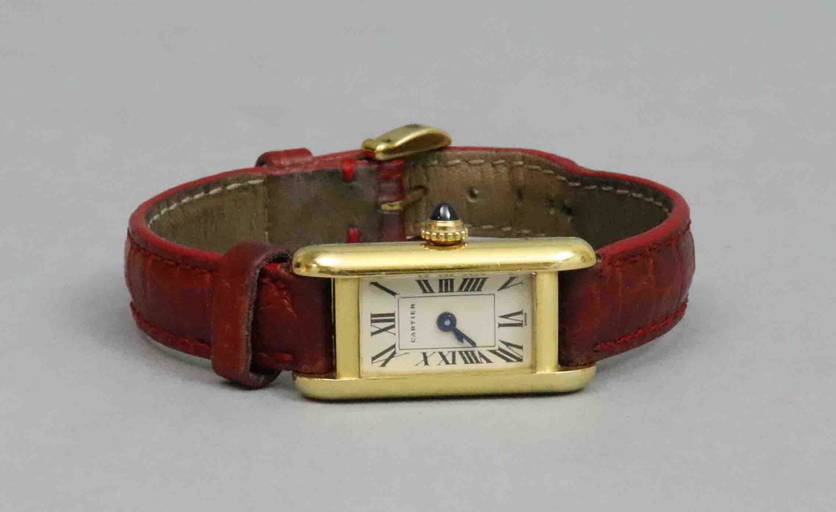 Ladies Cartier Mini Tank 18k Gold Case Watch