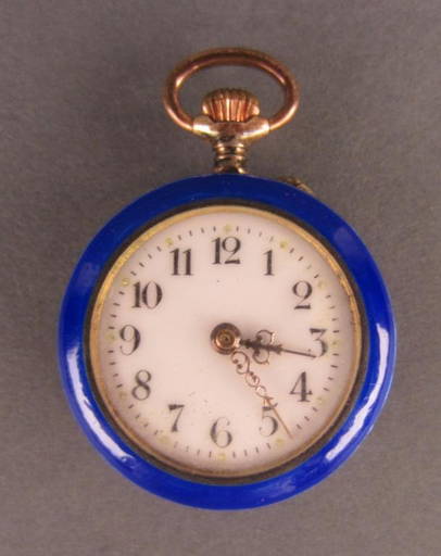 Argent Dore Enameled Ladies Pocket Watch