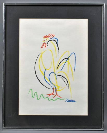 Picasso Plate Signed Rooster Lithograph