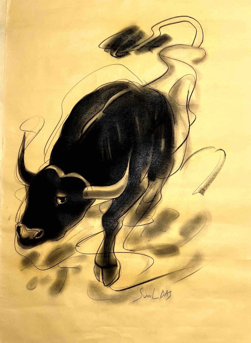 Sunil Das (1939 – 2015) Bull In Motion Auction