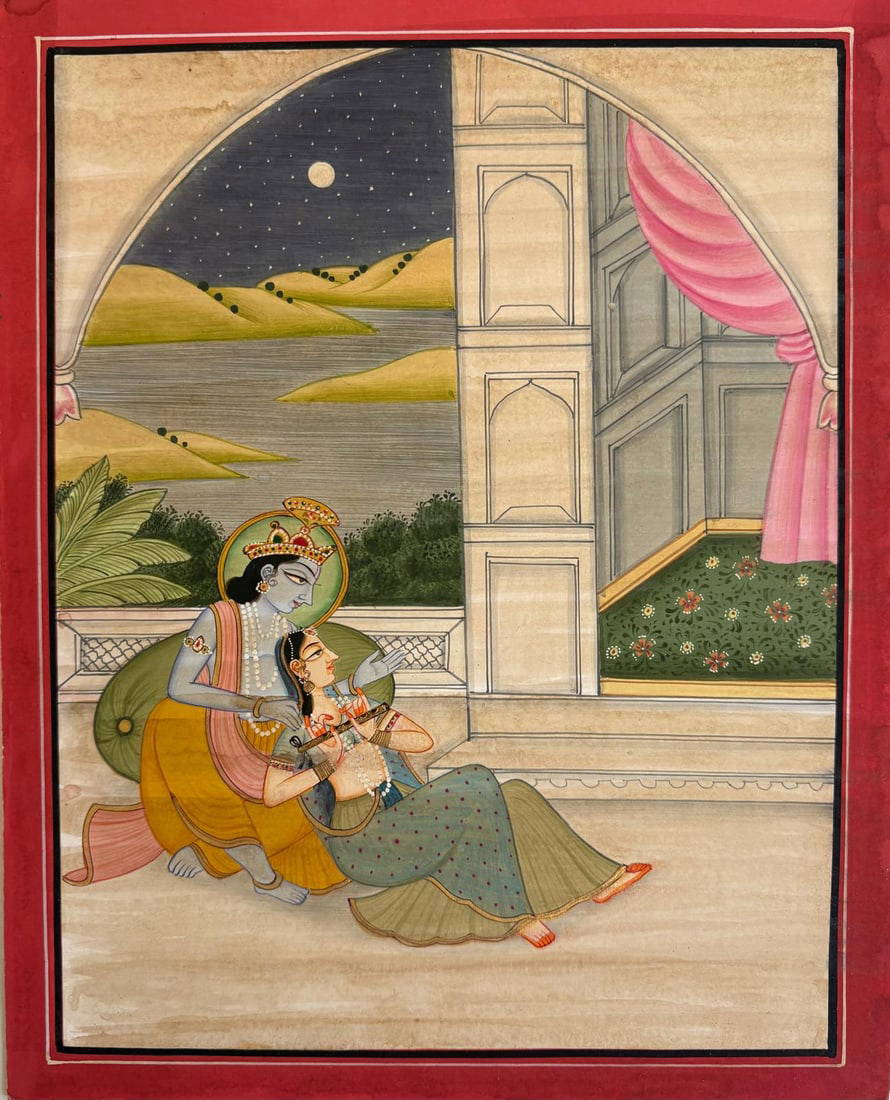 Indian Pahari Miniature Painting – A Scene From The Life Of Radha And ...