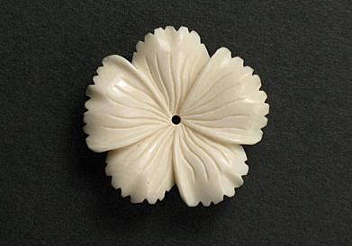 Hand Carved Mammoth Ivory Netsuke Flower Pendant