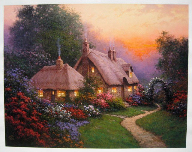 Sergon Heather's Cottage Serigraph On Canvas
