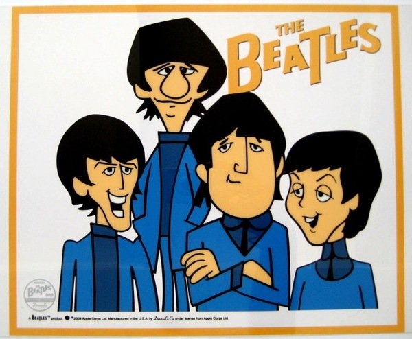 THE BEATLES Band Animation Cartoon Sericel Cel