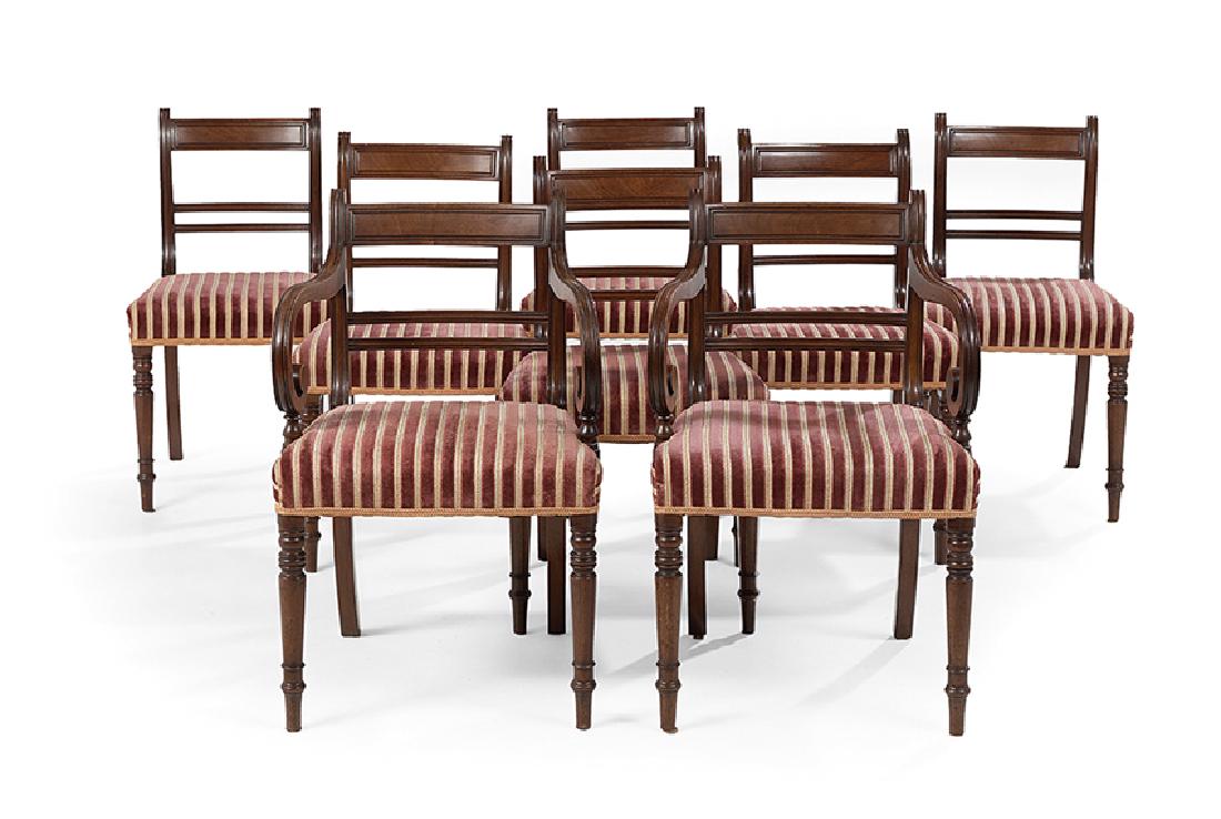 Eight Late Regency Mahogany Dining Chairs