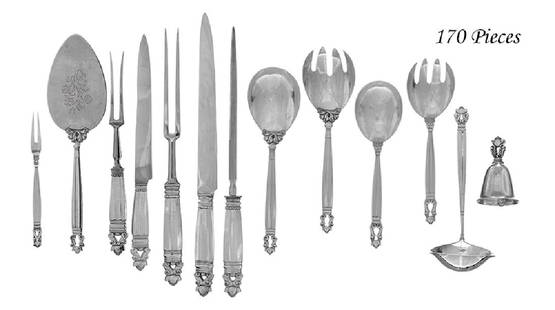 Georg Jensen Sterling Silver Acorn Pattern Flatware Service Designed By ...