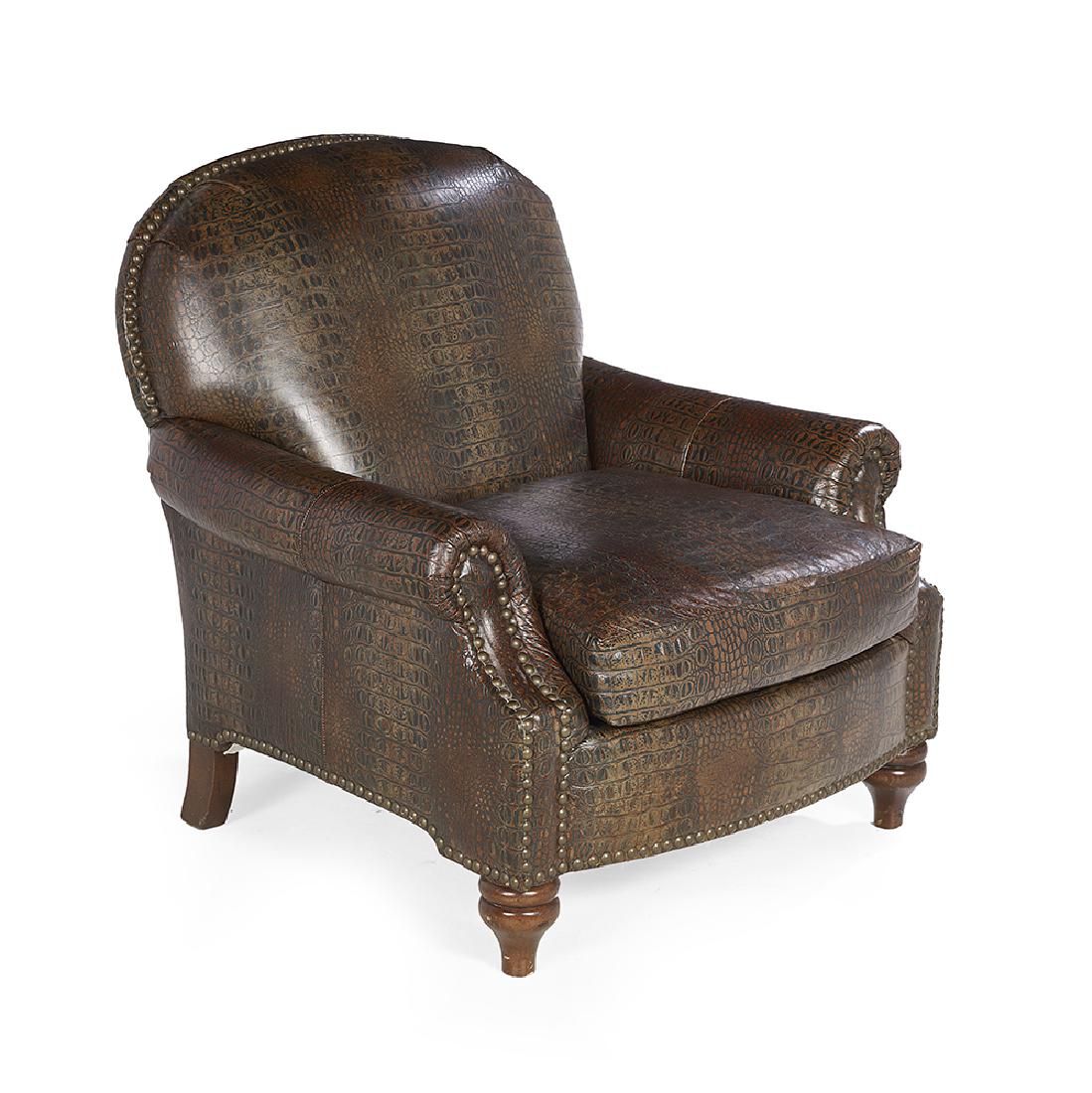Faux Alligator-Upholstered Club Chair