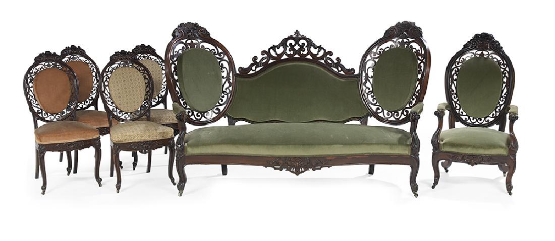 American Rococo Revival Six-Piece Parlor Suite