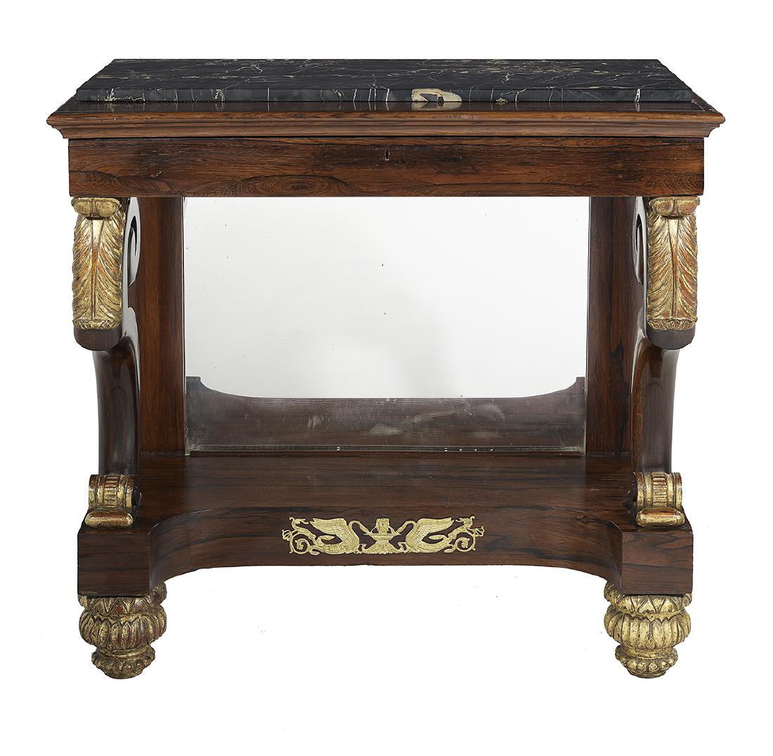 Regency Parcel-Gilt Marble-Top Pier Table