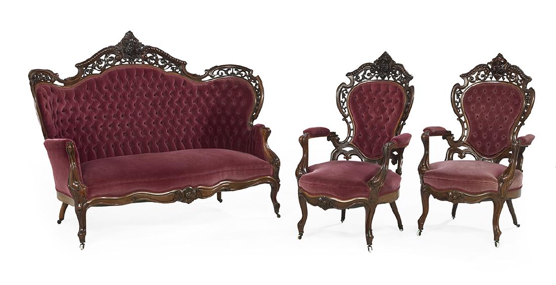 Seven-Piece American Rococo Revival Parlor Suite