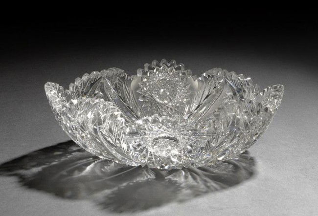 Opulent American Brilliant Cut Glass Square Bowl