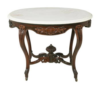 American Rococo Revival Marble Top Center Table