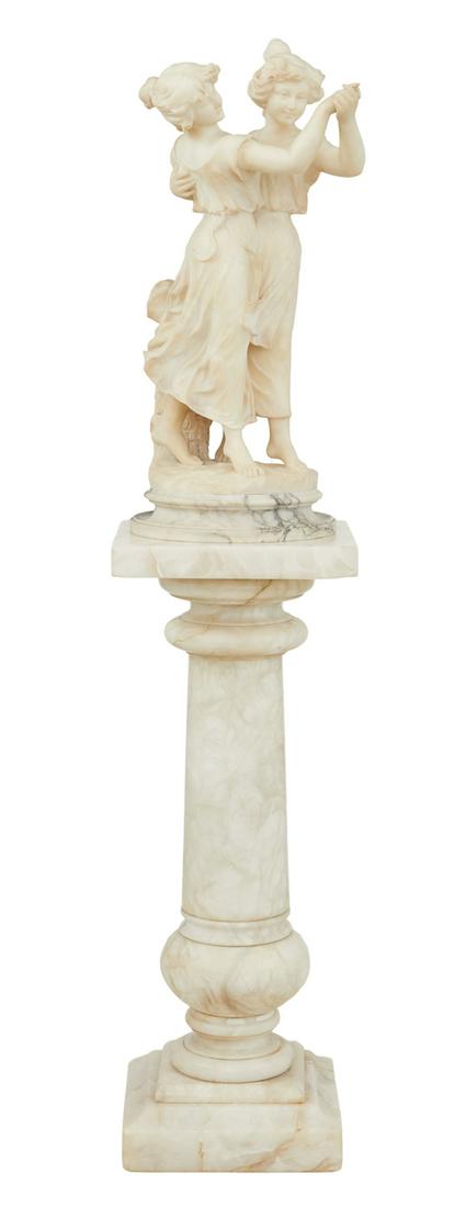 Art Nouveau Alabaster Statue of Two Women Dancing (#0412) on Mar 25 ...