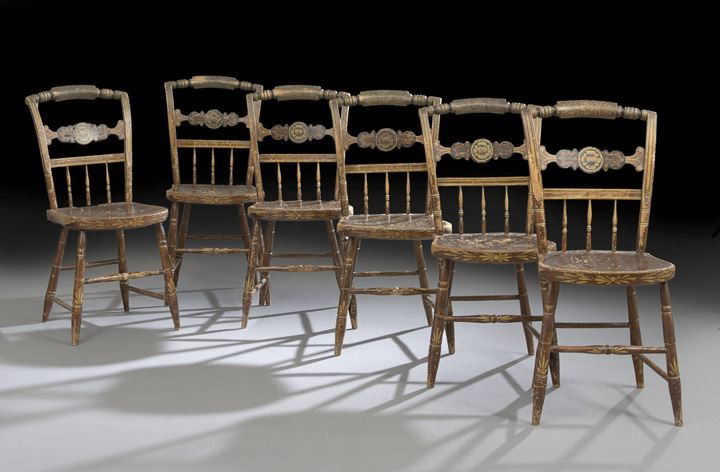 Six American Sheraton Painted Fancy Chairs