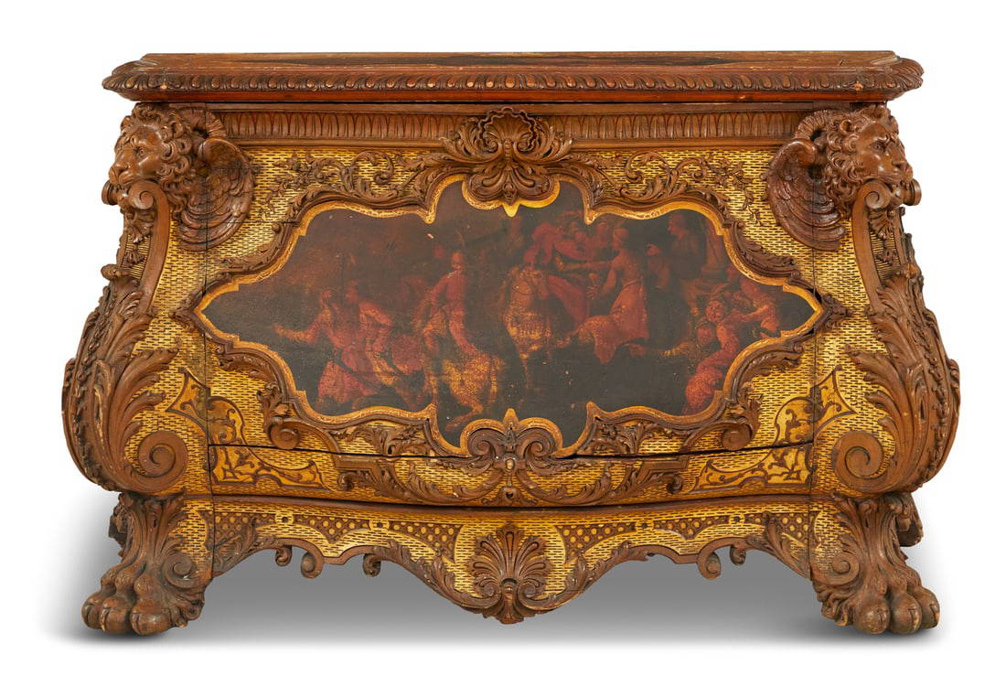 Continental Polychrome Armory Coffer Auction