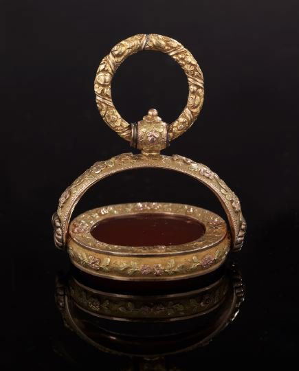 Regency Three-Color Gold and Carnelian Watch Fob
