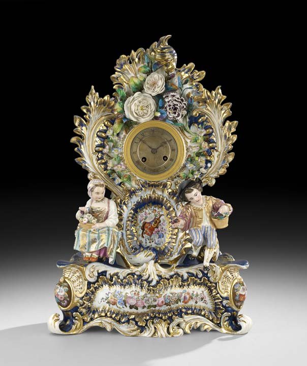 Jacob Petit Figural Porcelain Mantel Clock