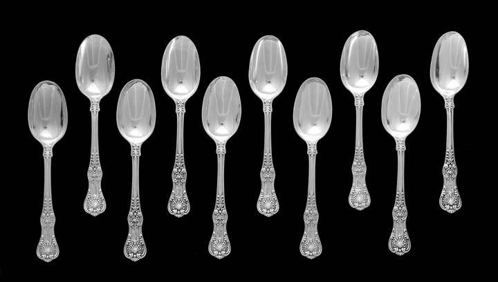 Ten Tiffany "english King" Sterling Teaspoons