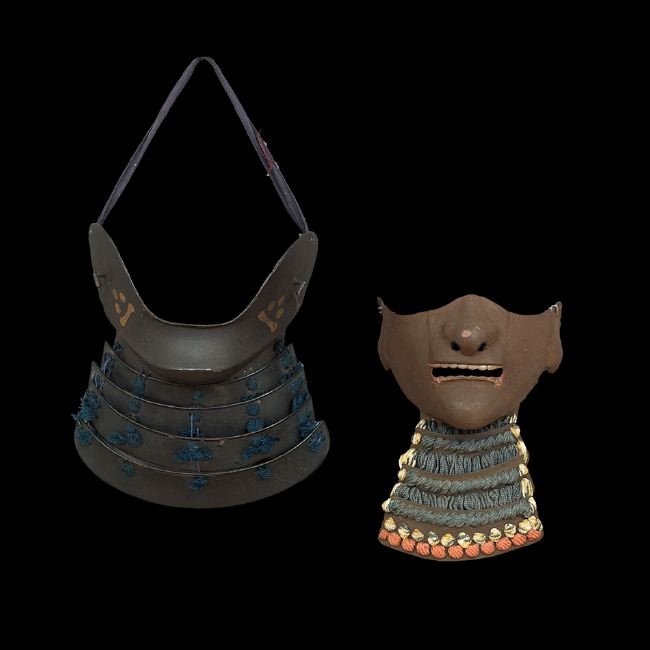 Two Pieces Of Japanese Facial Armor