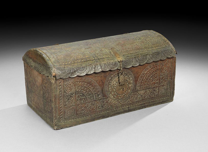 Spanish Colonial Leather Encased Trunk