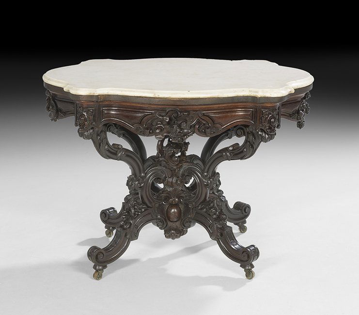 American Rococo Revival Rosewood Center Table