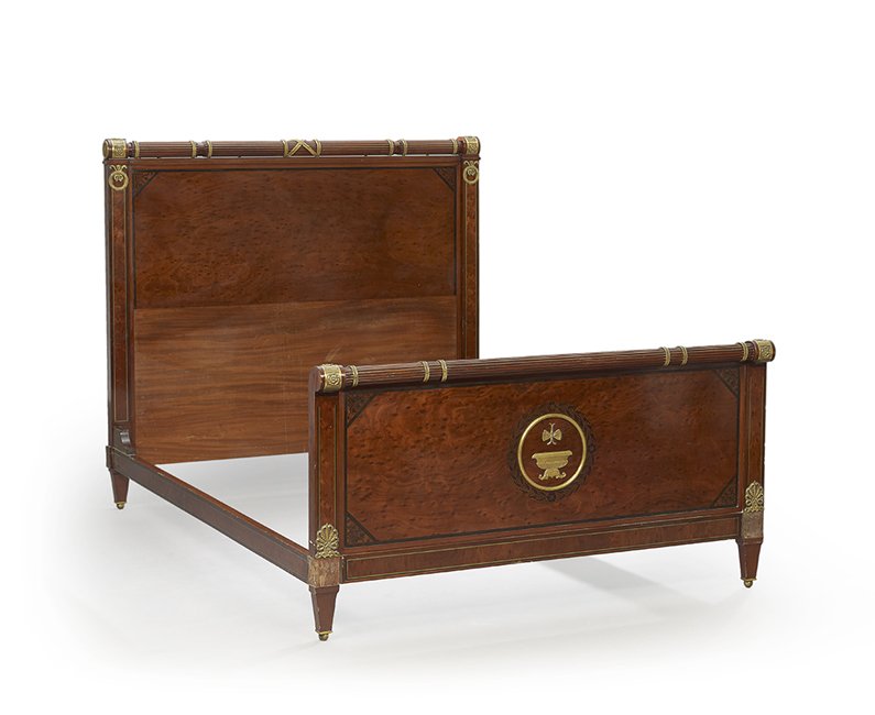 Continental Mahogany and Burl Bed