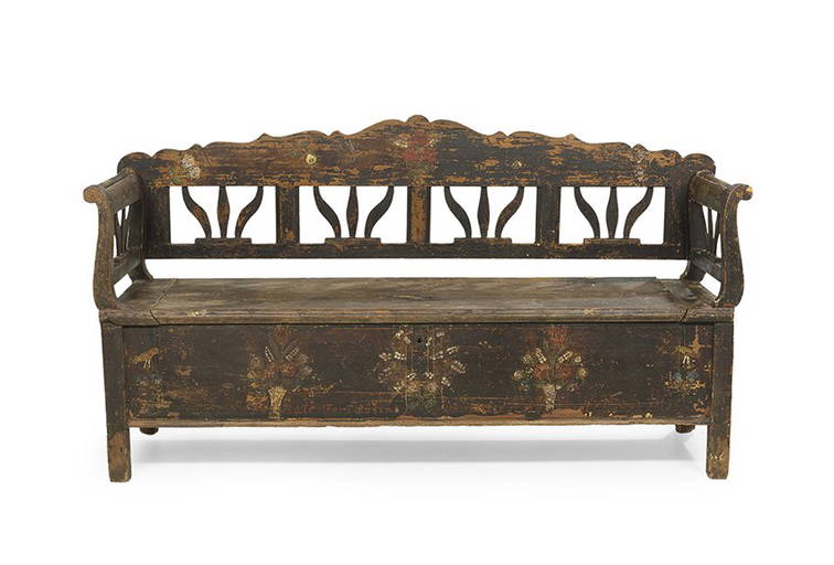 Continental Polychrome Pine Hall Bench