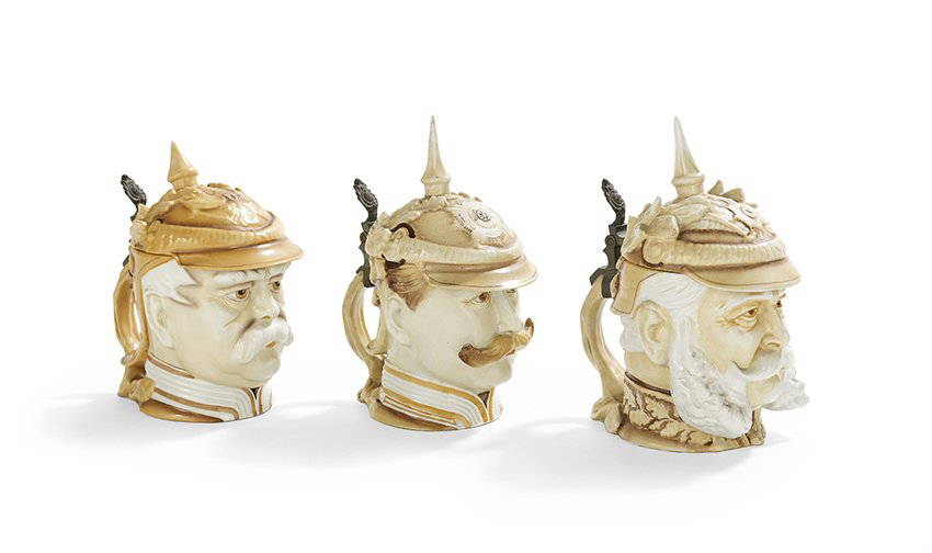 Three "musterschutz" German Character Steins