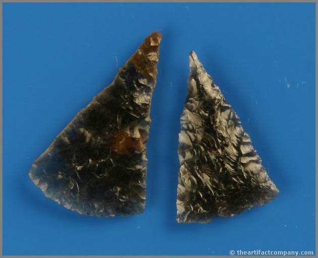 Pair Of Large Translucent Obsidian Triangles