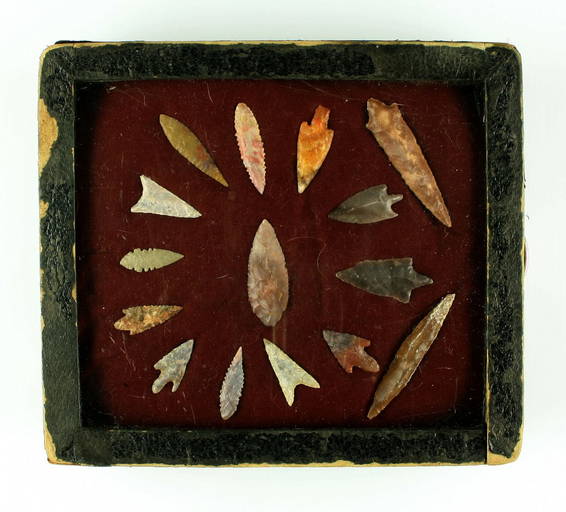 Nice Display Of 15 Neolithic Arrowheads