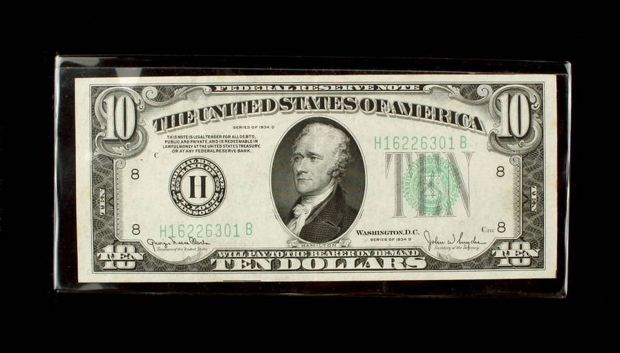 1934d $10 Ten Dollar Note