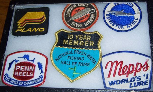 291: Lot of 6 Fishing Patches: MEPPS, Johnson Silver Mi