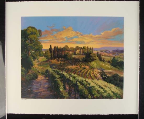 Jennie Tomao Signed Art Print Vintage Harvest Landscape