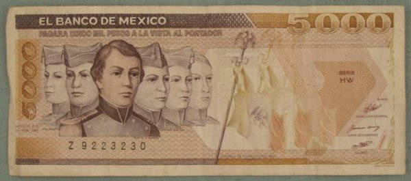 Mexico 5000 Pesos Bill Paper Money 1987 - May 13, 2010 | Universal Live ...