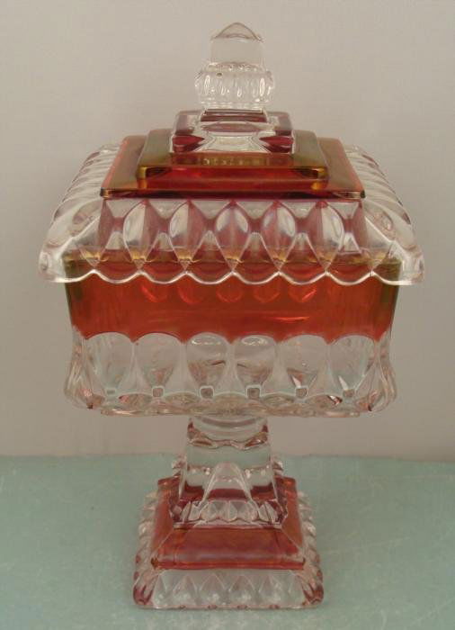 Vintage Crystal European Red Glass Candy Dish