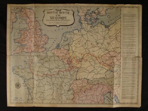 Wwii Era Map Europe 1945 12th Us Corps Battle Route