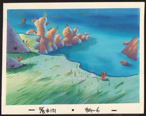 Original Cel Production Spongebob Background Cliff Art