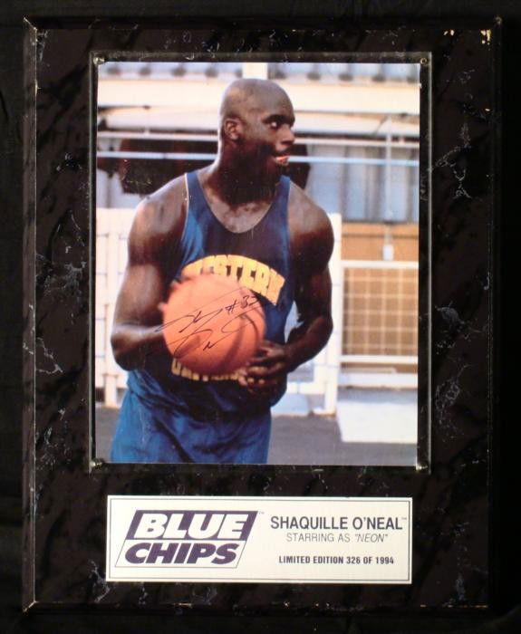 Shaquille ONeal Blue Chips Signed NBA Photo Plaque
