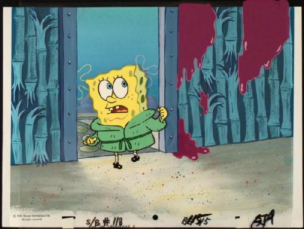 Spongebob Animation Cel Robe Original Background Art Sep 22 2010
