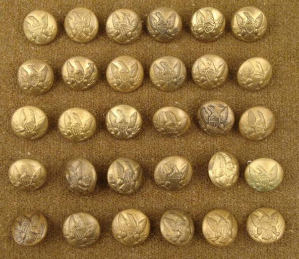 30 Civil War Buttons Scovill Mfg. Co. Waterbury Orig
