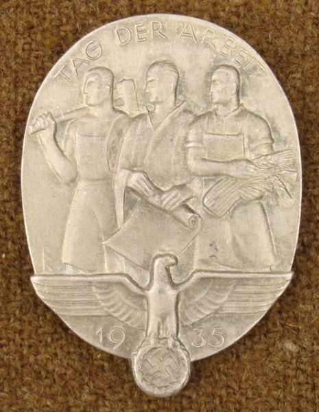 1935 Nazi Tag Der Arbeit Medal W/eagle, Swastika Marked